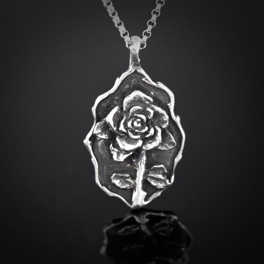 Thorn Frame Rose Necklace ~ Oval – Sanazar Rose