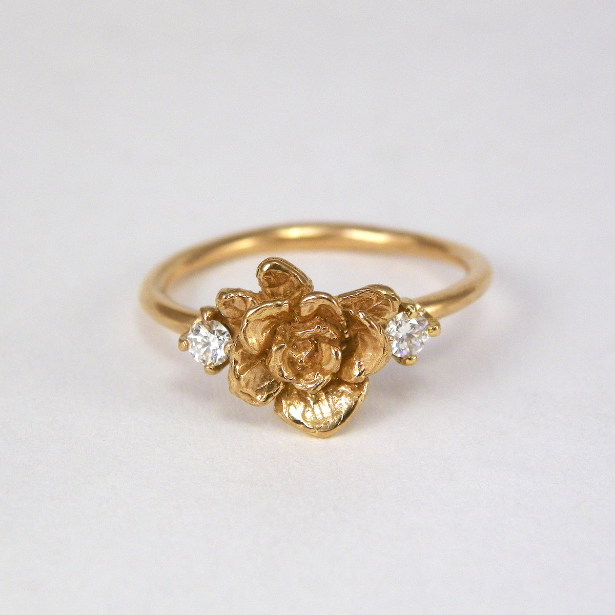 Gold Mini Rose Ring with Diamonds – Sanazar Rose